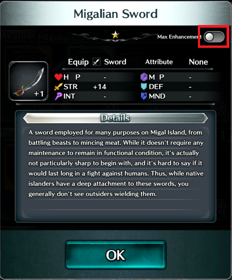 Toggle the Max Enhancement switch